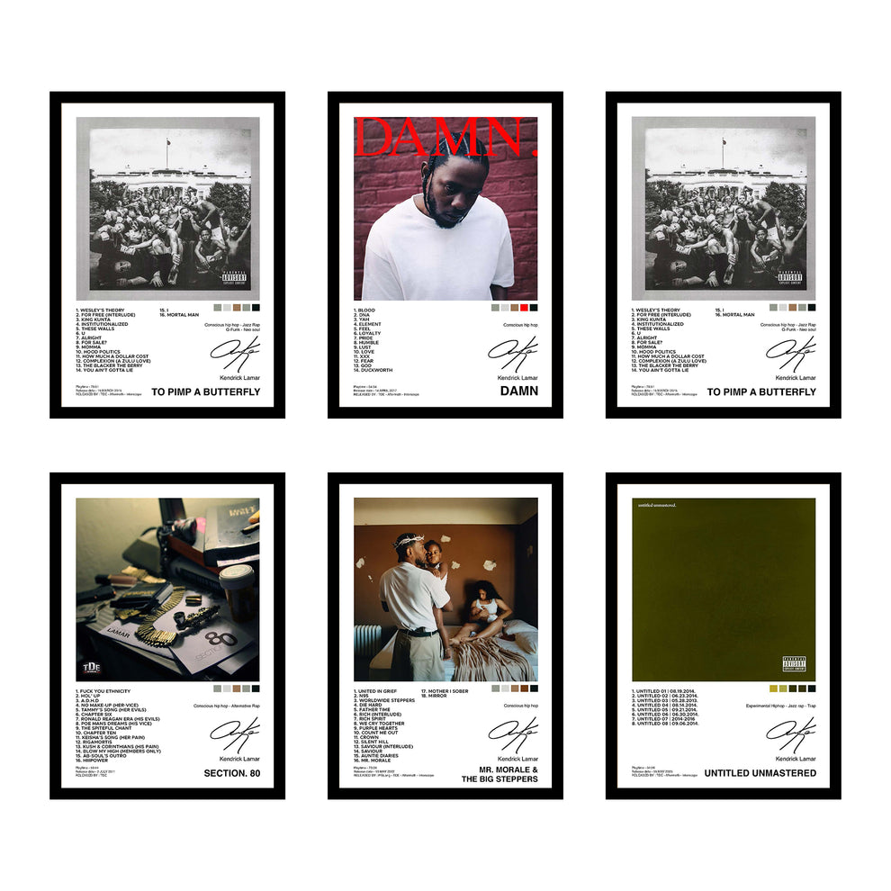 Kendrick Lamar Music Album Art Wall Posters Pack of 6 A4 size – Stickerly