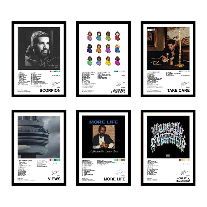 Drake Music Album Art Wall Posters Pack of 6 A4 size – Stickerly