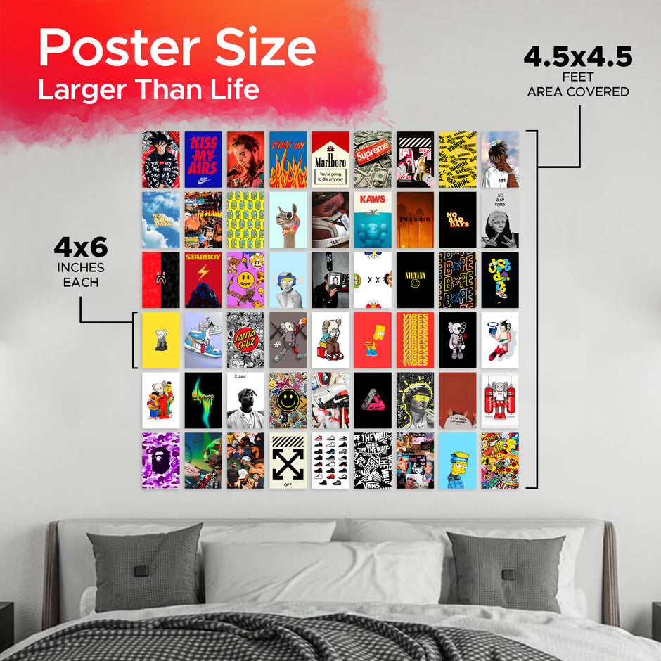 Shop Wall Collage Kit Pack of 55 Posters for Bedroom, Dorm, Hostel, etc ...