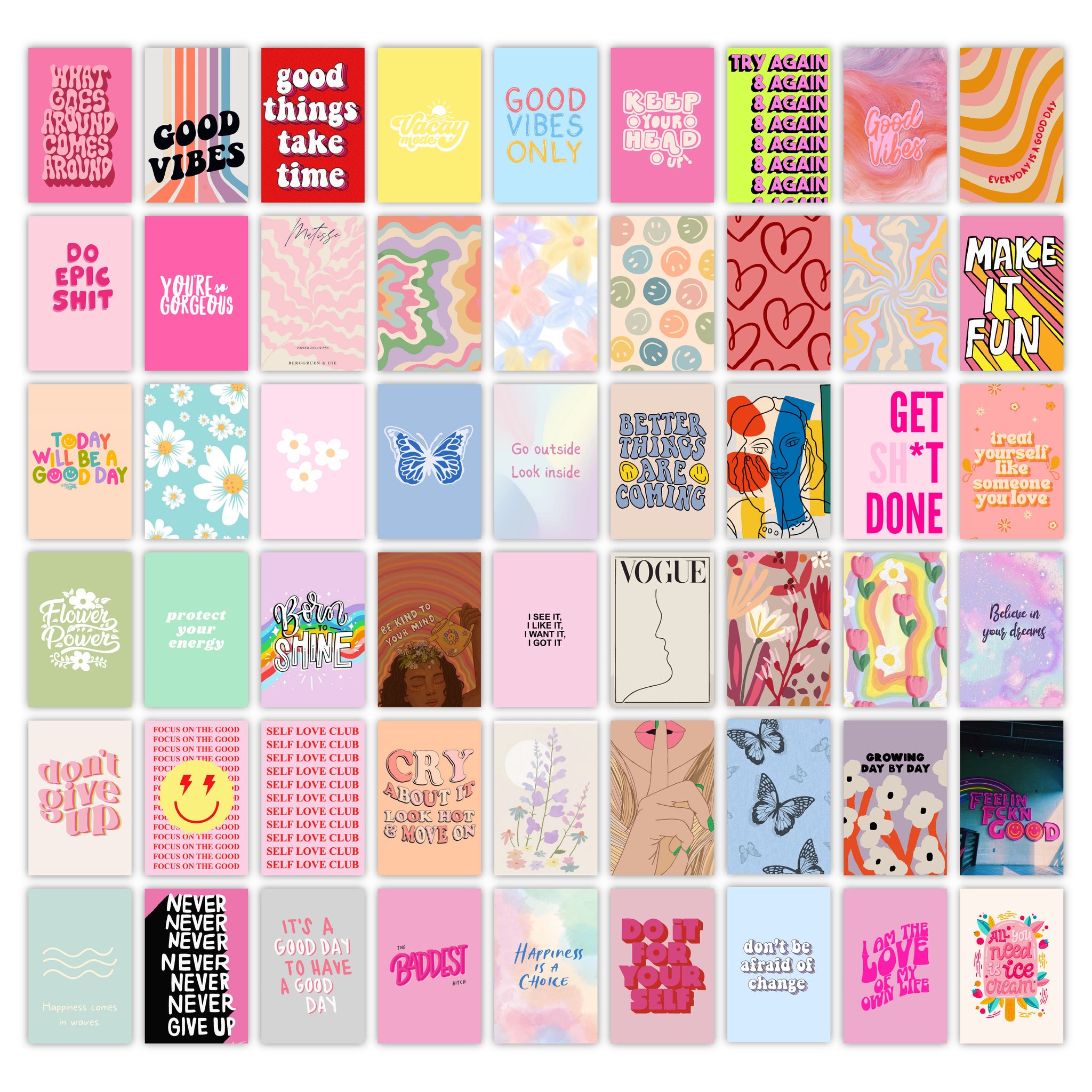 Danish Pastel Wall Collage Kit Pack Of 54 Posters Glue Dots Included ...