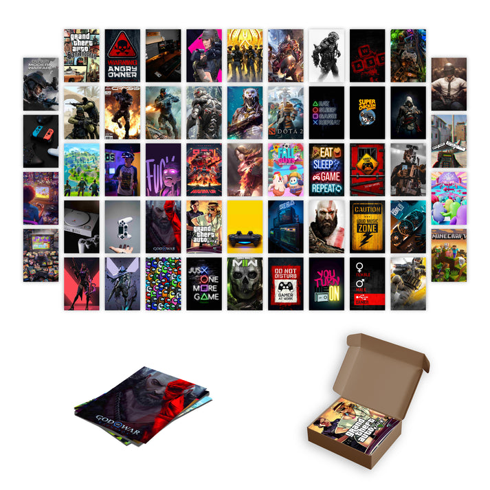 Gaming Wall Collage Kit Pack Of 54 Posters – Stickerly