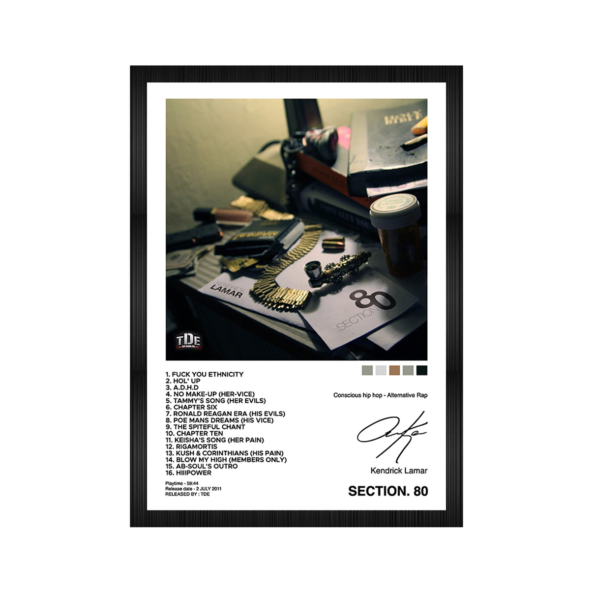 Kendrick Lamar Section 80 Album Art A4 Framed Posters – Stickerly