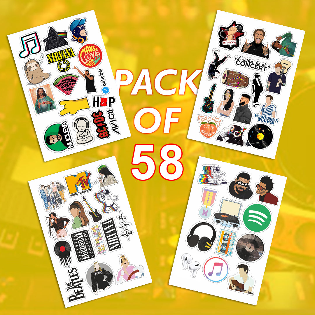 Mix Music Artist Laptop Sticker Pack Of 58 – Stickerly