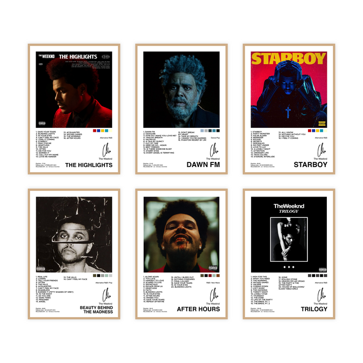 Weeknd Album Cover Wall Posters Pack of 6 A4 size – Stickerly