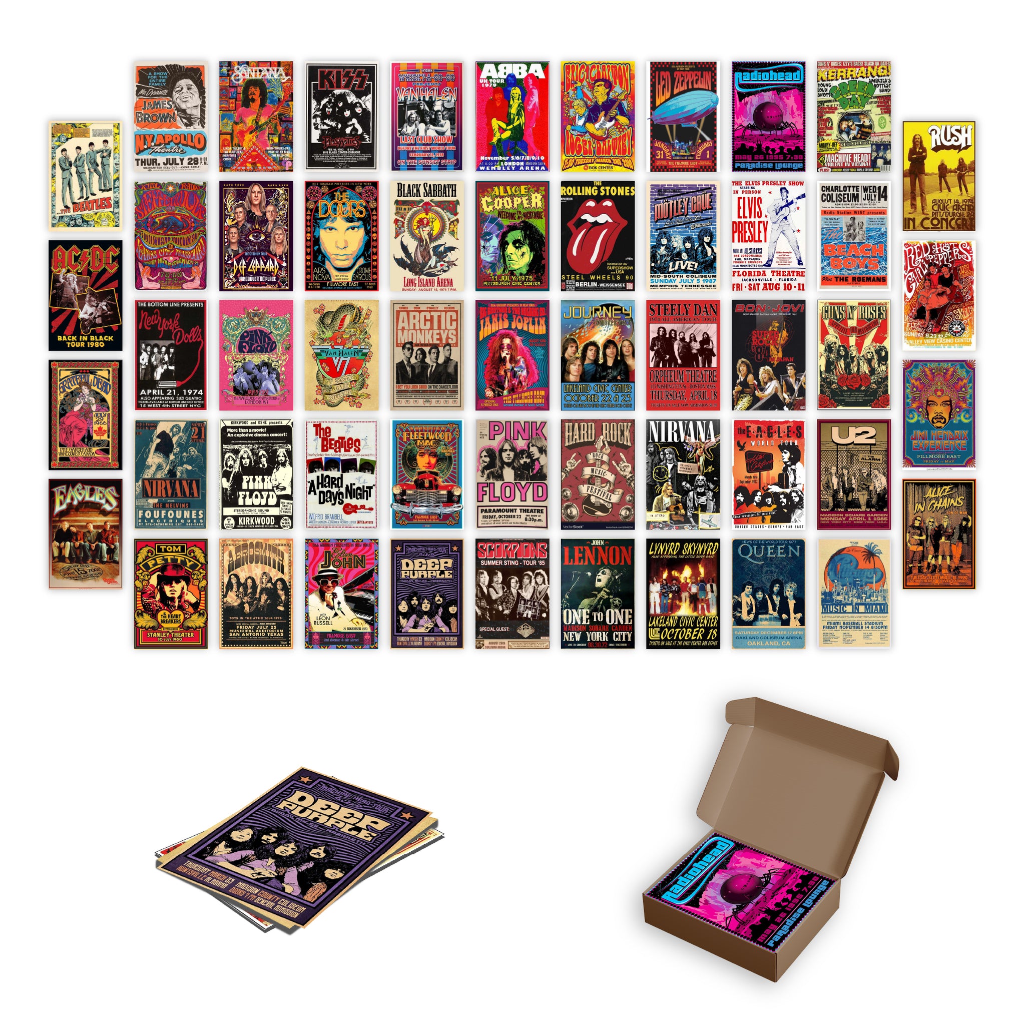 Vintage Rockband Wall Collage Kit Pack of 54 Posters – Stickerly