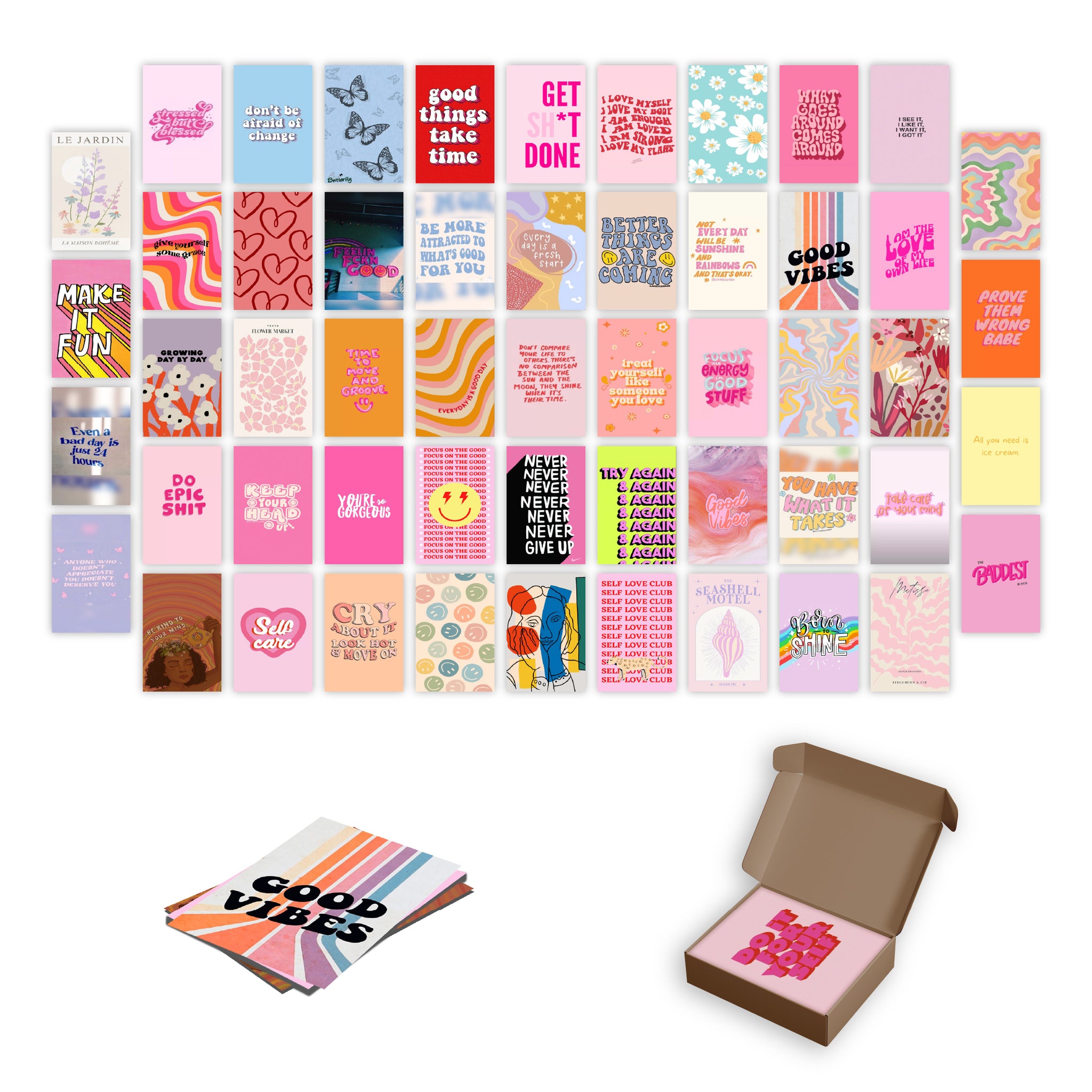 Danish Pastel Wall Collage Kit Pack Of 54 Posters – Stickerly