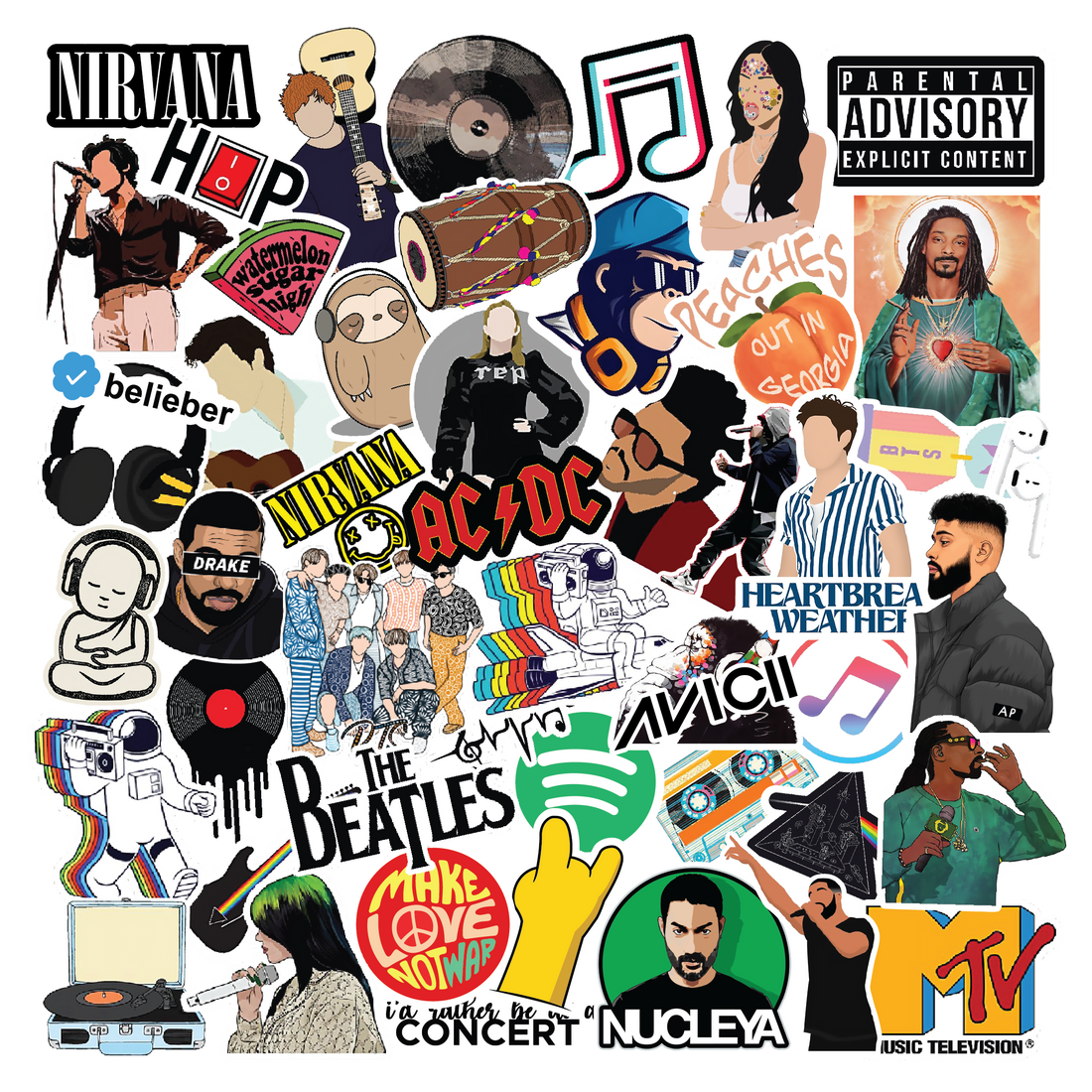 Mix Music Artist Laptop Vinyl Sticker Pack Of 58 – Stickerly