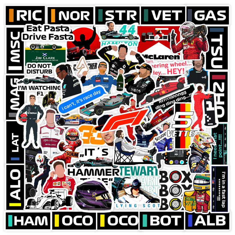 Formula One F1 Laptop Vinyl Sticker Pack of 60 – Stickerly