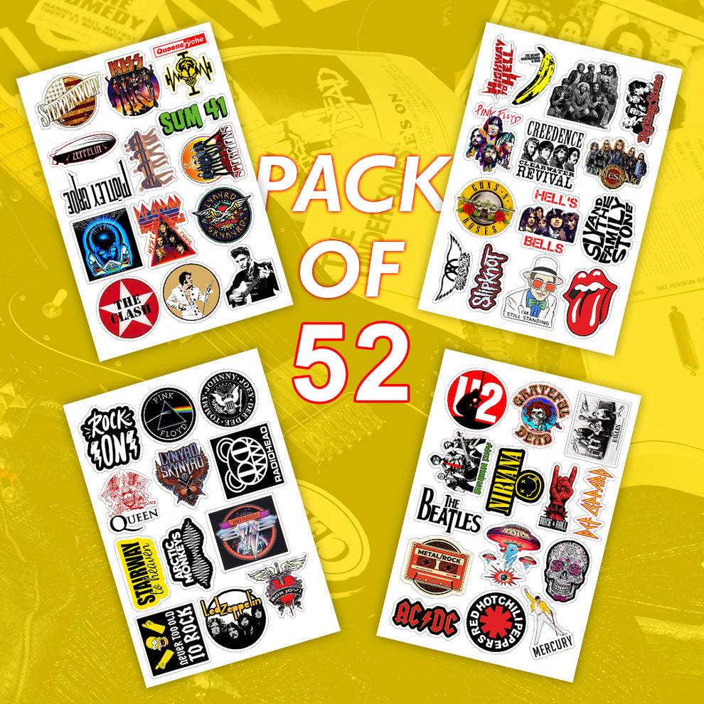 Classic Rock Band Laptop Vinyl Stickers Pack of 52 – Stickerly